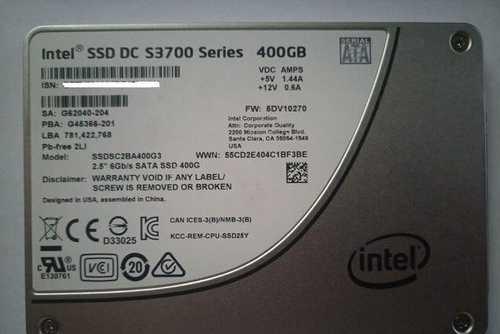 Intel DC S3700 400 GB eMLC SATA