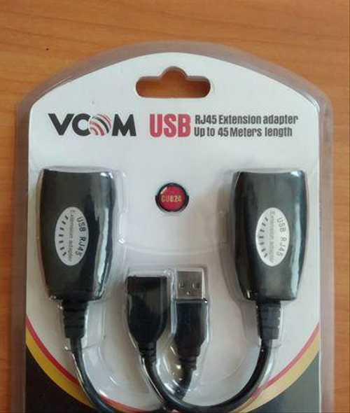 Удлинитель USB по витой паре Vcom CU824 (до 45м)