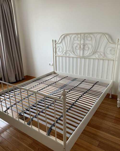 Кровать Икеа Лейрвик с реечным дном кровати Лонсет