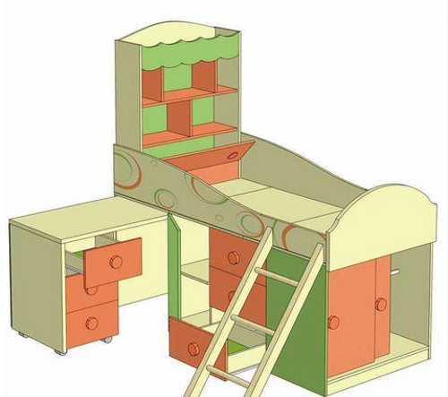 Детская кровать-чердак "фруттис"