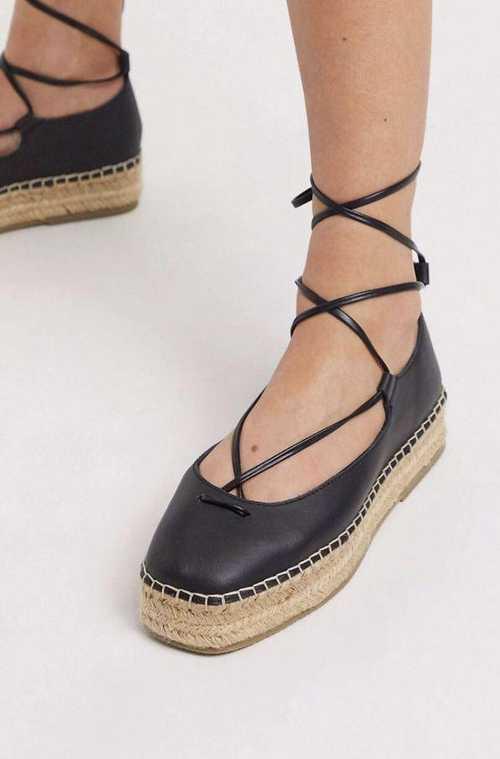 Чёрные кожаные эспадрильи ASOS Design