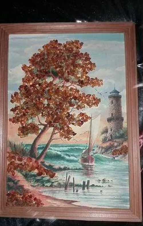 Картина с янтарём, Калининград, винтаж, СССР