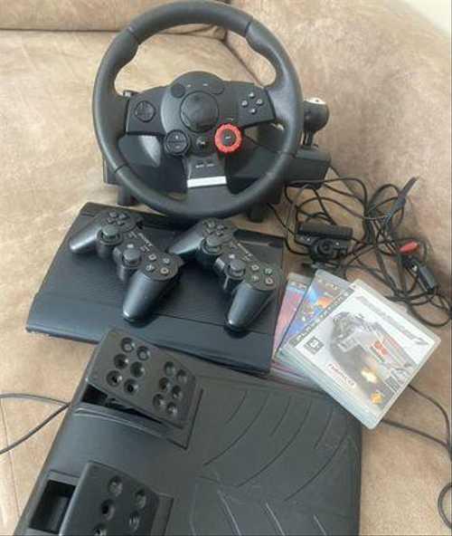 Руль для PS3 Logitech driving force GT, 2 джостика