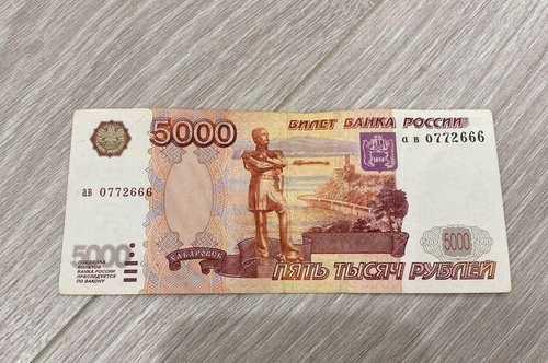 Купюра 5000 рублей с красивым номером 666