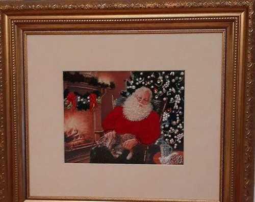 Вышитая картина ручной работы " Санта Клаус"