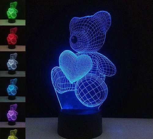 Ночник Acryl Teddy Bear with Heart