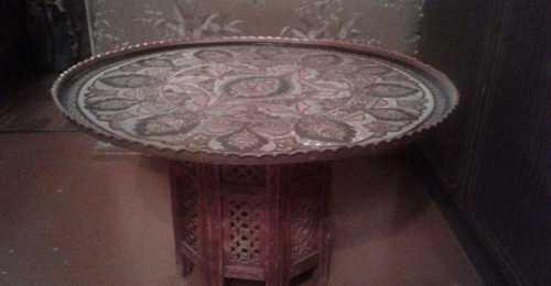 Антикварный столик с медным подносом (Турция)