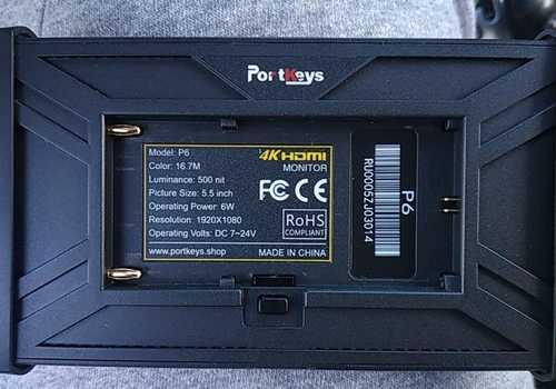 Накамерный монитор 5.5" Portkeys P6 hdmi 3dlut