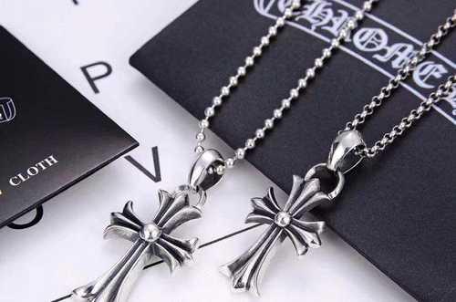 Серебряная цепь с крестом Chrome Hearts