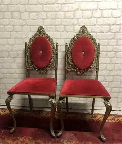 Винтажный комплект латунных стульев Португалия
