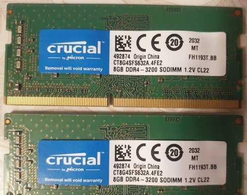 Оперативная память Crucial ddr4 16gb 3200 sodimm