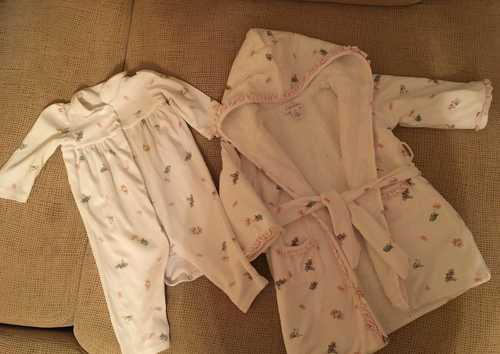 Халат и пижама ralph Lauren для девочки 6-9 мес