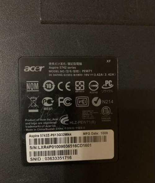 Материнская плата acer Aspire 5742 series PEW71