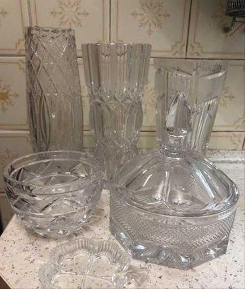 Хрустальные вазы СССР 10 предметов