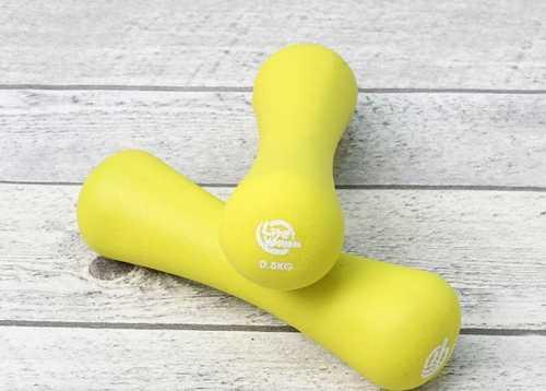 Гантели Lite Weights неопреновые 2х0,5кг - жёлтые