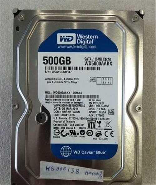 3,5" WD5000aakx 500Гб SATA-3, 100 проц