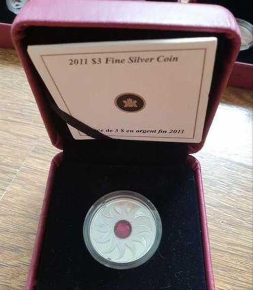 Монета серебряная "камень рождения", подарок