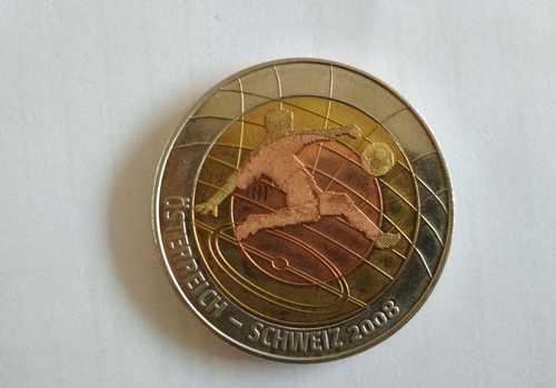 Медаль монета футбол Австрия Швейцария триметалл