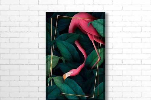 Картина на холсте "Фламинго розовый" 40х60 см, постер интерьерный для дома