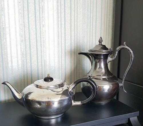 Старинный чайник и кофейник Англия серебрение