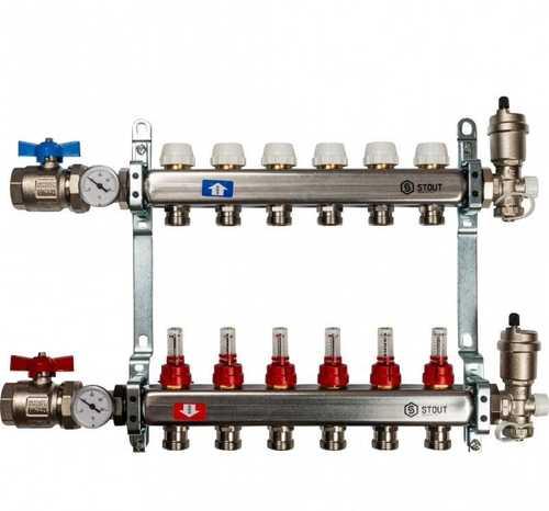 Коллектор stout в сборе с расходомерами 4