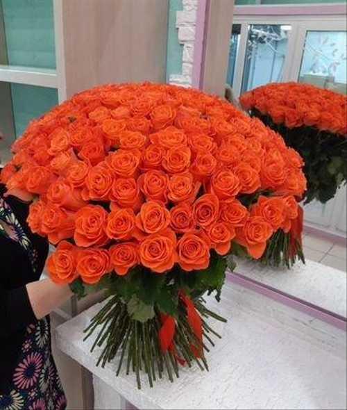 Букет 101 розы оранжевого цвета
