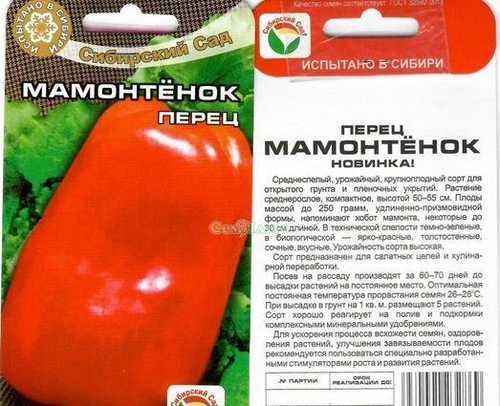Рассада сладкого болгарского перца Мамонтёнок