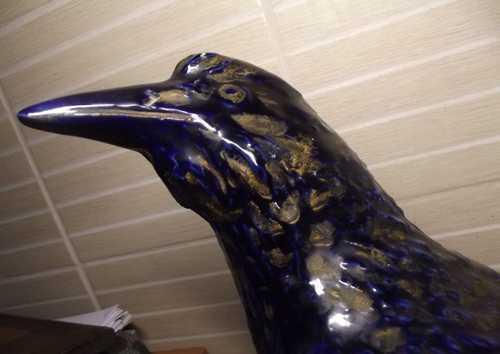 Грач Дулево 40 см Ворон фарфоровая статуэтка 50-е