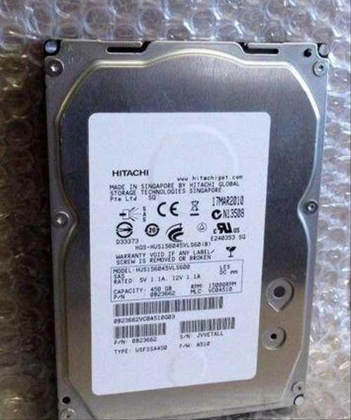 Жесткий диск Hitachi 450Gb 15K HUS156045VLS600 SAS