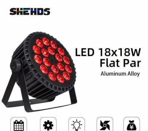 LED Flat Par 18x18W rgbwa + UV