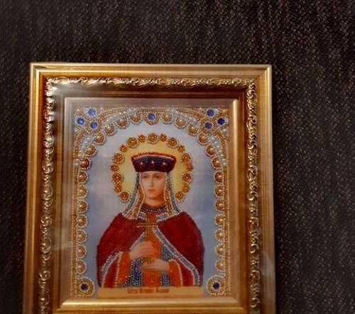 Св. Людмила, икона вышитая бисером (ручная работа)