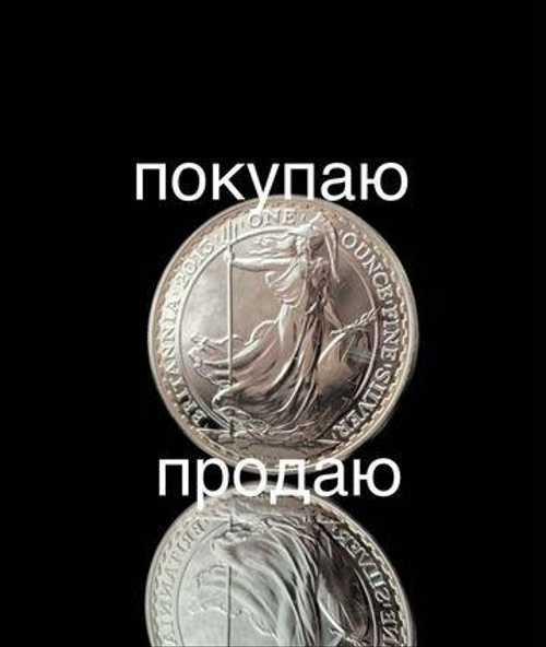 Серебряная монета 2 фунта британия