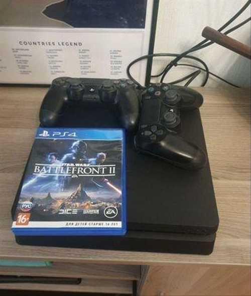 PS4 Slim 500gb + 2 контроллера + Игра Battlefront2