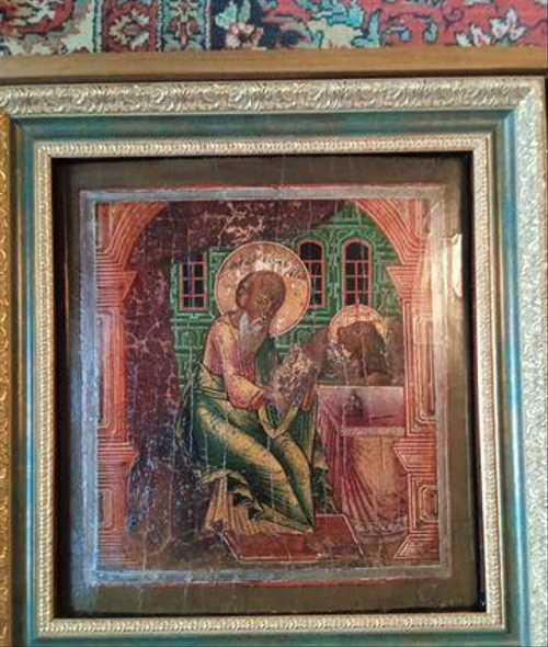 Икона св. Иоанна Богослова палех 19век