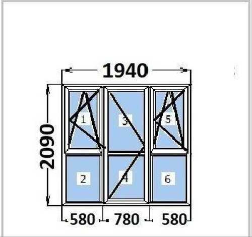 Энергосберегающие Панорамные окна1940*2090 - 3шт