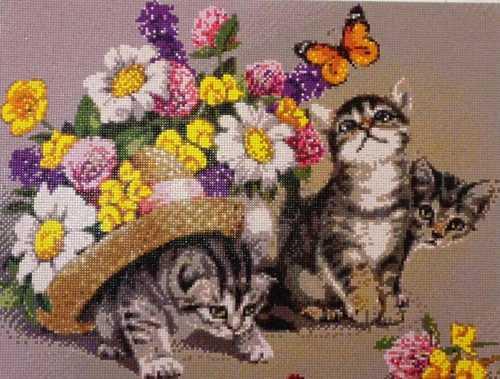 Картина "котята В цветах"