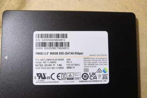 SSD 2.5" 960GB Samsung PM883 MZ7LH960hajr новый