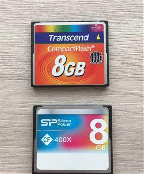 CompactFlash 8gb 133x и SP Silicon Power 8 gb 400x