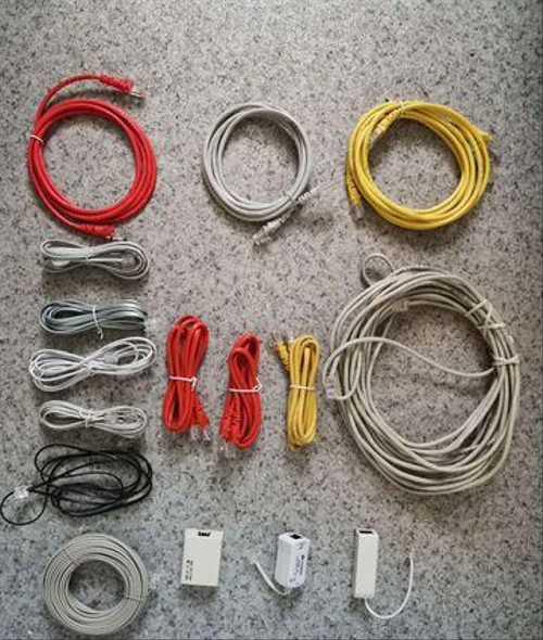Сетевые кабели, телефонные кабели, сплиттеры