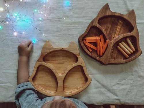 Детская менажницаэ деревянная тарелка