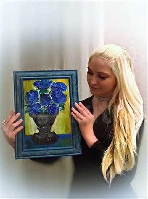 Авторская картина маслом. Синие розы
