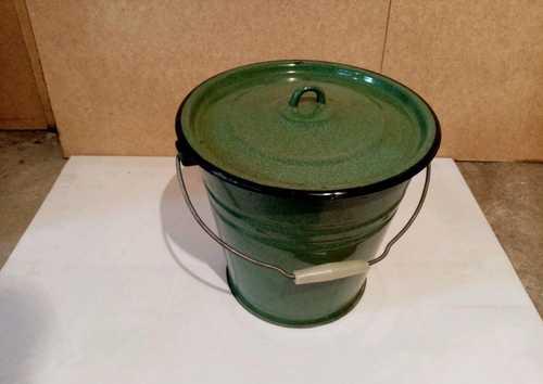 Эмалированное зеленое ведро 12 литров
