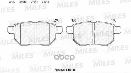 Колодки Тормозные Toyota Corolla 1.4 Vvt-I 02) /Auris 1.6/1.4 07) Зад.Lowmetallic Miles арт. E410136