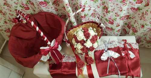 Набор свадебных аксессуаров в цвете Марсала