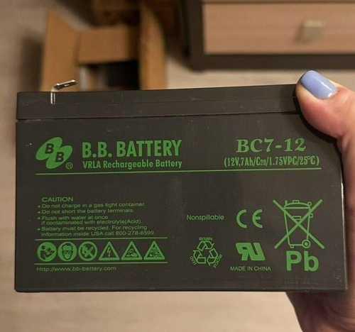 Аккумулятор BB Battery 7,2-12 для ибп 12В, 7.2Ач