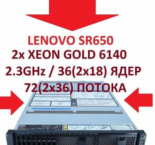 Сервер Lenovo SR650 2x Xeon 6140 / 128Gb /8(24) SF