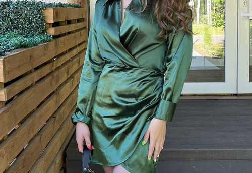 Платье женское изумрудное зеленое