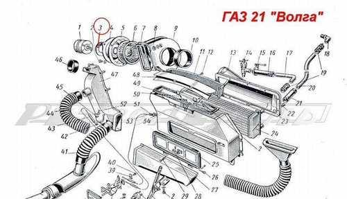 Газ-21 / Прокладка вентилятора отопителя