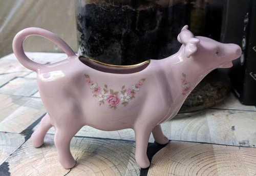 Молочник корова розовый фарфор чехия