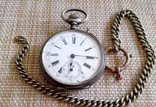 Часы серебряные карманные с шатленом